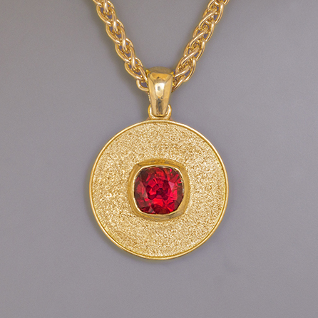 Ruby Disc Pendant Yellow Gold · Astrological Gem International